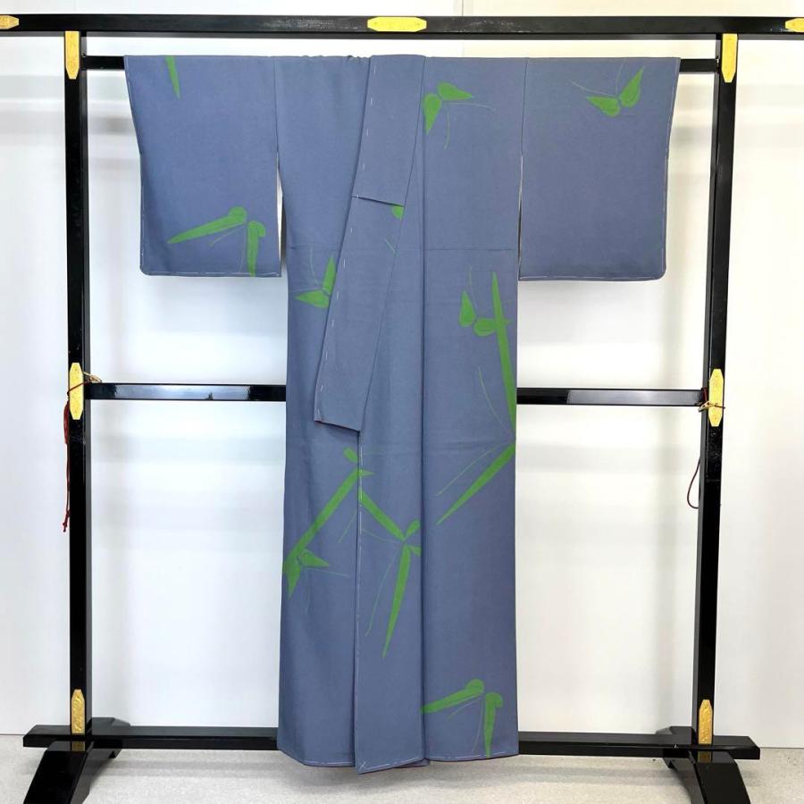 小紋 辻村寿三郎 ジュサブロー 蝶々柄 江戸納戸色 縮緬 しつけ糸 K-4033 : k-4033 : リユース着物わびさび Yahoo!店 - 通販 - Yahoo!ショッピング