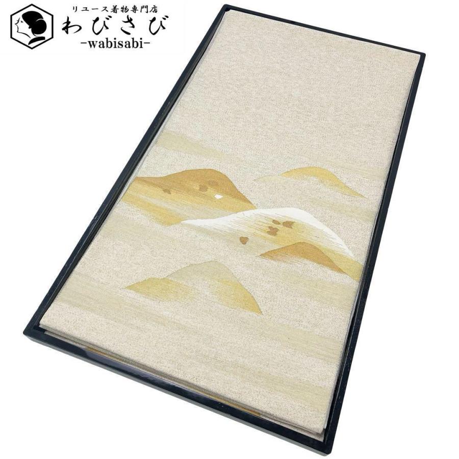 袋帯 手織り綴れ 遠山模様 鳥の子色 O-4132 : リユース着物わびさび Yahoo!店 - 通販 - Yahoo!ショッピング