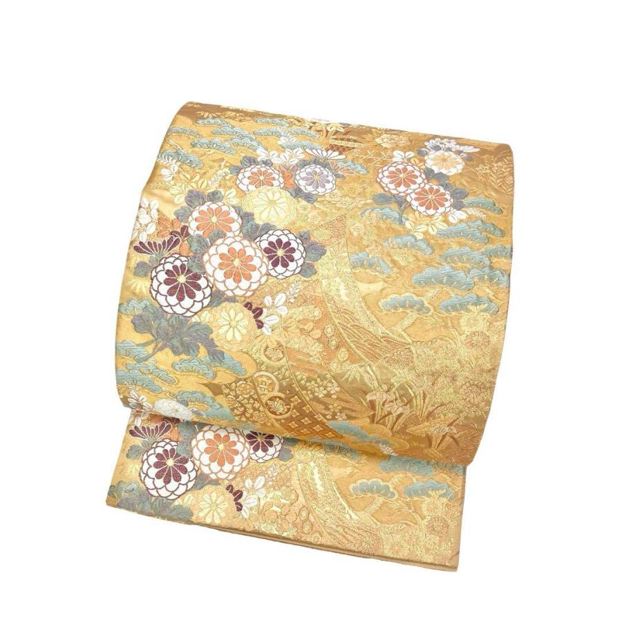 袋帯 本金箔二重 美しい花模様 金糸 金色 フォーマル O-4225 : o-4225 : リユース着物わびさび Yahoo!店 - 通販 - Yahoo!ショッピング