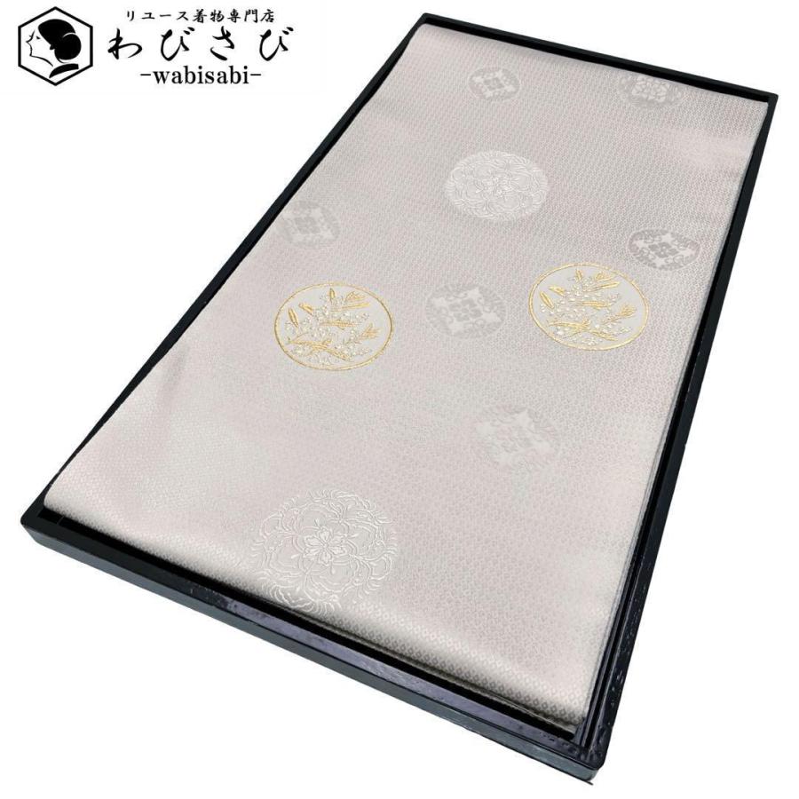 袋帯 丸に上品な花模様 金糸 蒼白色 O-4553 着物 きもの kimono 和服 和装 中古 リサイクル着物 【送料無料】 : リユース着物わびさび Yahoo!店 - 通販 ...