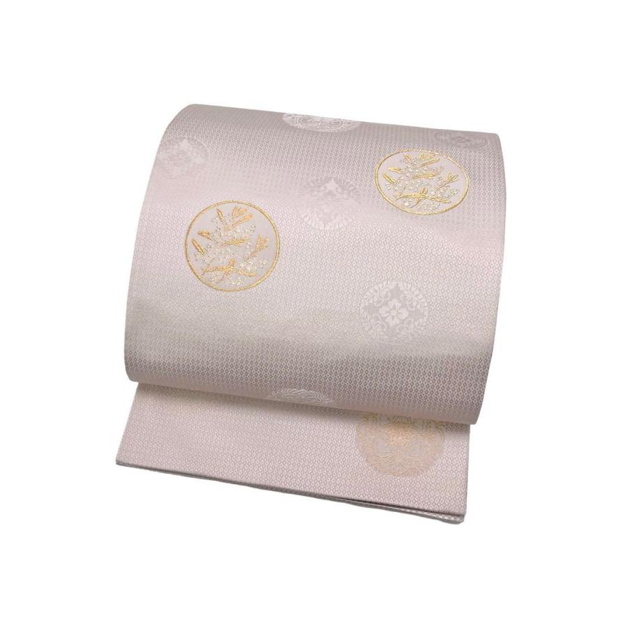 袋帯 丸に上品な花模様 金糸 蒼白色 O-4553 : o-4553 : リユース着物わびさび Yahoo!店 - 通販 - Yahoo!ショッピング