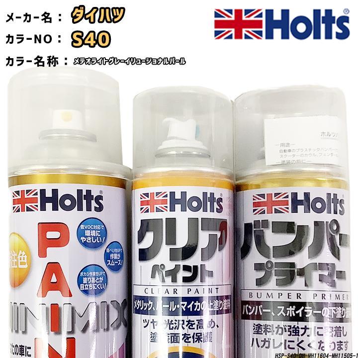Holts holts ペイントスプレー ダイハツ S40 メテオライトグレーイリュージョナルパール ホルツ MINIMIX クリアスプレー バンパープライマー セット : 3Linkヤフー ...