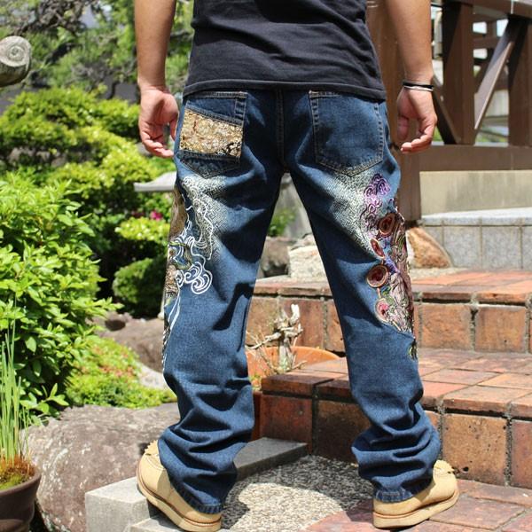 和柄 ジーンズ 和柄デニム 和柄刺繍ジーンズ 鬼風神雷神柄 和柄 ジーンズ 和柄デニム 和柄刺繍ジーンズ 鬼風神雷神柄