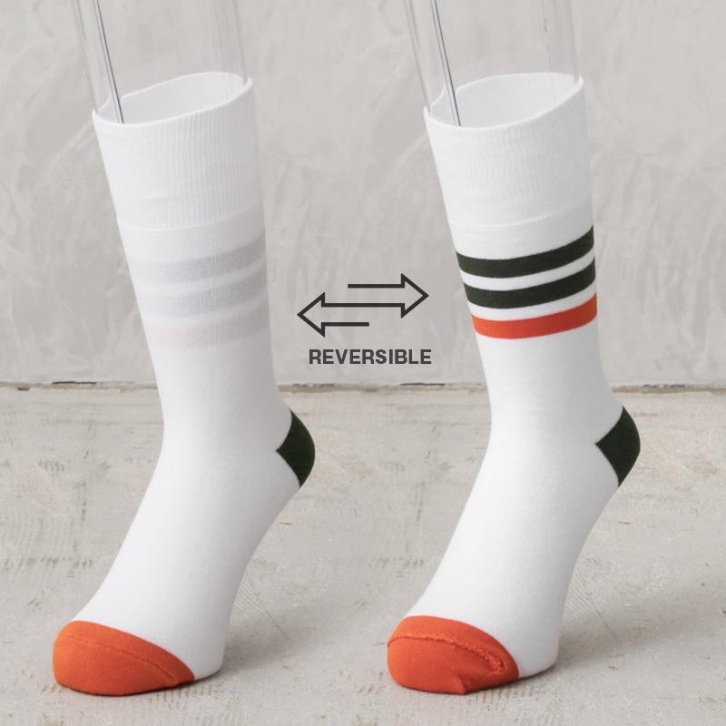 DECKA デカ Reversible Socks リバーシブルソックス 日本製 メンズ 靴下 ライン スニーカーソックス 頑丈 丈夫 ...