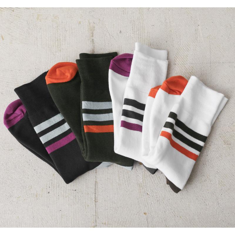 DECKA デカ Reversible Socks リバーシブルソックス 日本製 メンズ 靴下 ライン スニーカーソックス 頑丈 丈夫 ...