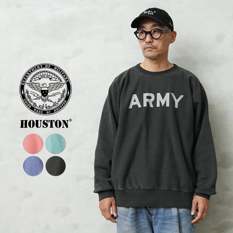 HOUSTON ヒューストン 22344 PIGMENT DYE ARMY プリント スウェットシャツ ミリタリー トレーナー アメカジ ...