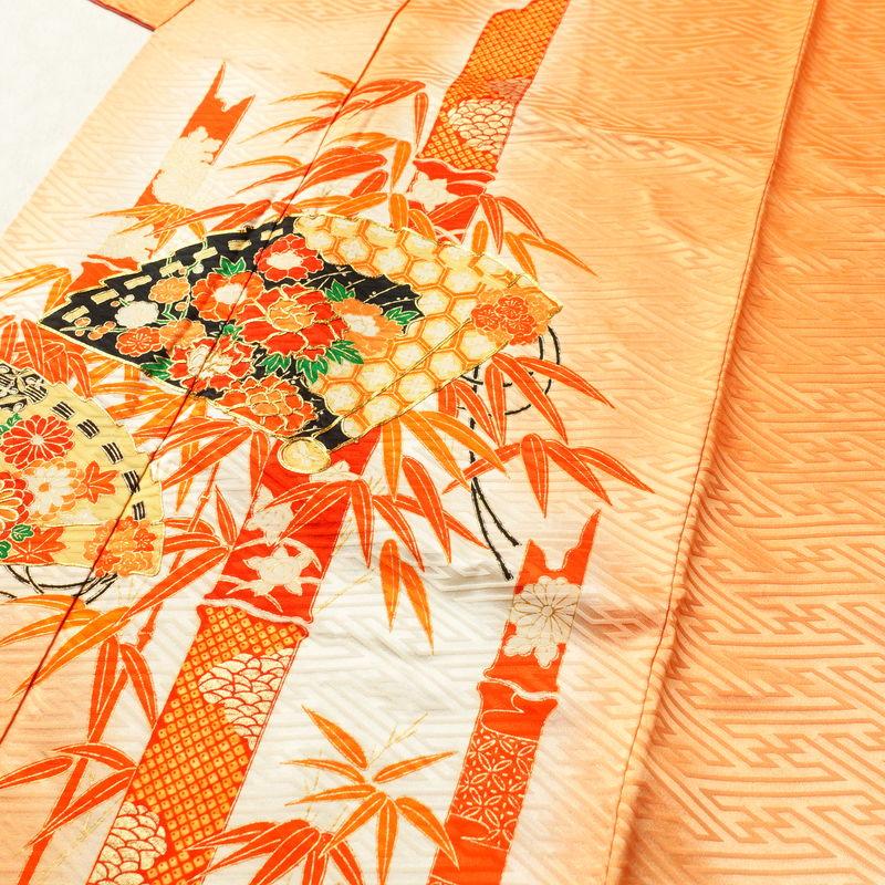 中古 振袖 良品 金駒刺繍 綸子 正絹 古典柄 袷仕立て 身丈158.5cm 裄丈63.5cm 金彩 成人式 着物 橙 : 和ころも - 通販 - Yahoo!ショッピング
