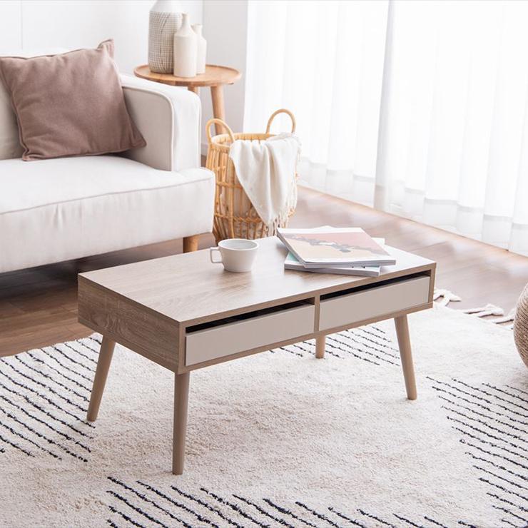 机 おしゃれ Rasia 引き出し付きセンターテーブル 幅80cm シンプル ナチュラル モダン コンパクト 機能性 上質感 天然木 組立式 ノイズレスデザイン バイカラー : 家具通販の ...