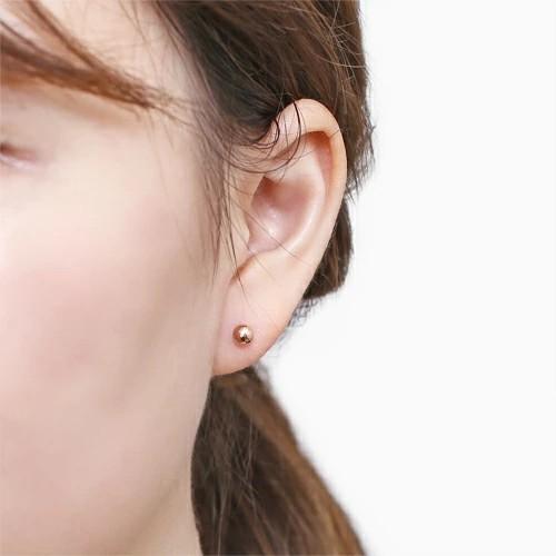 10金 K10 10k K10PG ピンクゴールドピアス スタッズピアス 小さめピアス シリコンキャッチ式 ボール5mm シンプル両耳 軽い小さい ミニプチサイズ レディース : 6148 ...