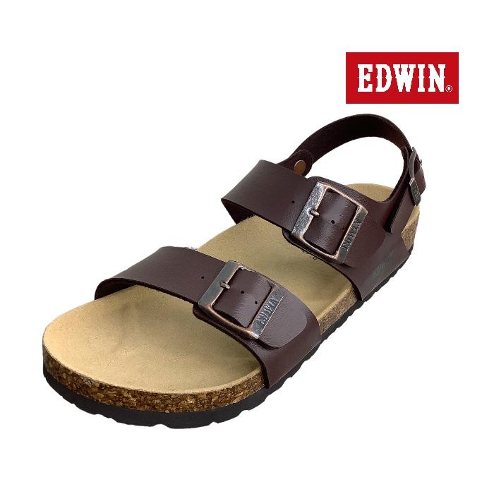 EDWIN 【エドウィン EDWIN EB1002 DARK BROWN ダークブラウン】メンズ バックベルト フットベットサンダル コンフォートサンダル サンダル 靴 キャンプ ア ...