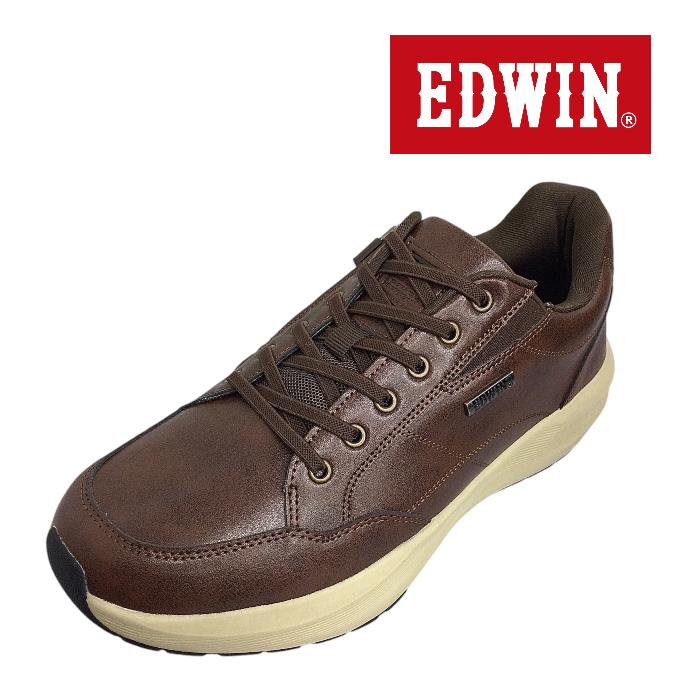 EDWIN 【EDWIN エドウィン 7368 ダークブラウン】メンズ スニーカー シューズ 幅広 ゆったり ローカット カジュアル 普段履き 透湿防水 高反発ソール 速乾 抗菌防臭 ...