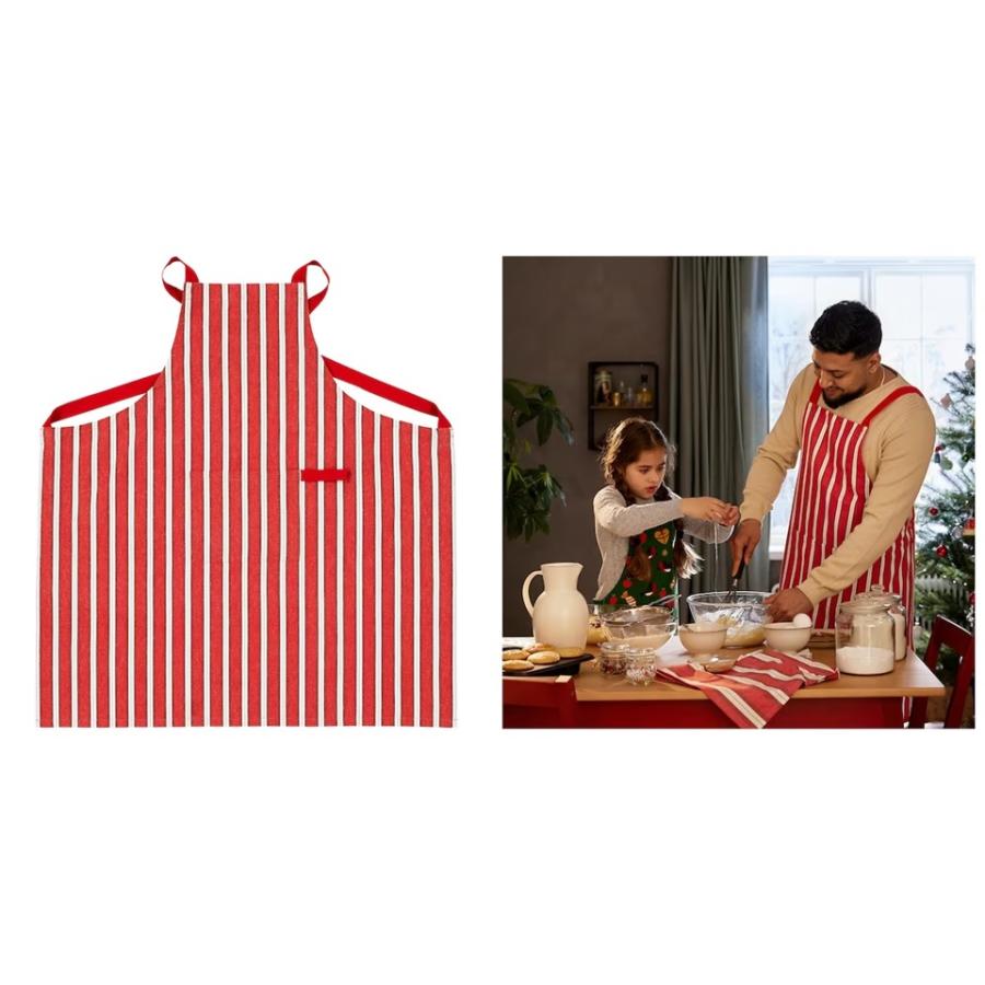 イケア（IKEA） 【IKEA】VINTERFINT ヴィンテルフィント エプロン, ストライプ模様 レッド, 85x89 cm【クリスマス ...