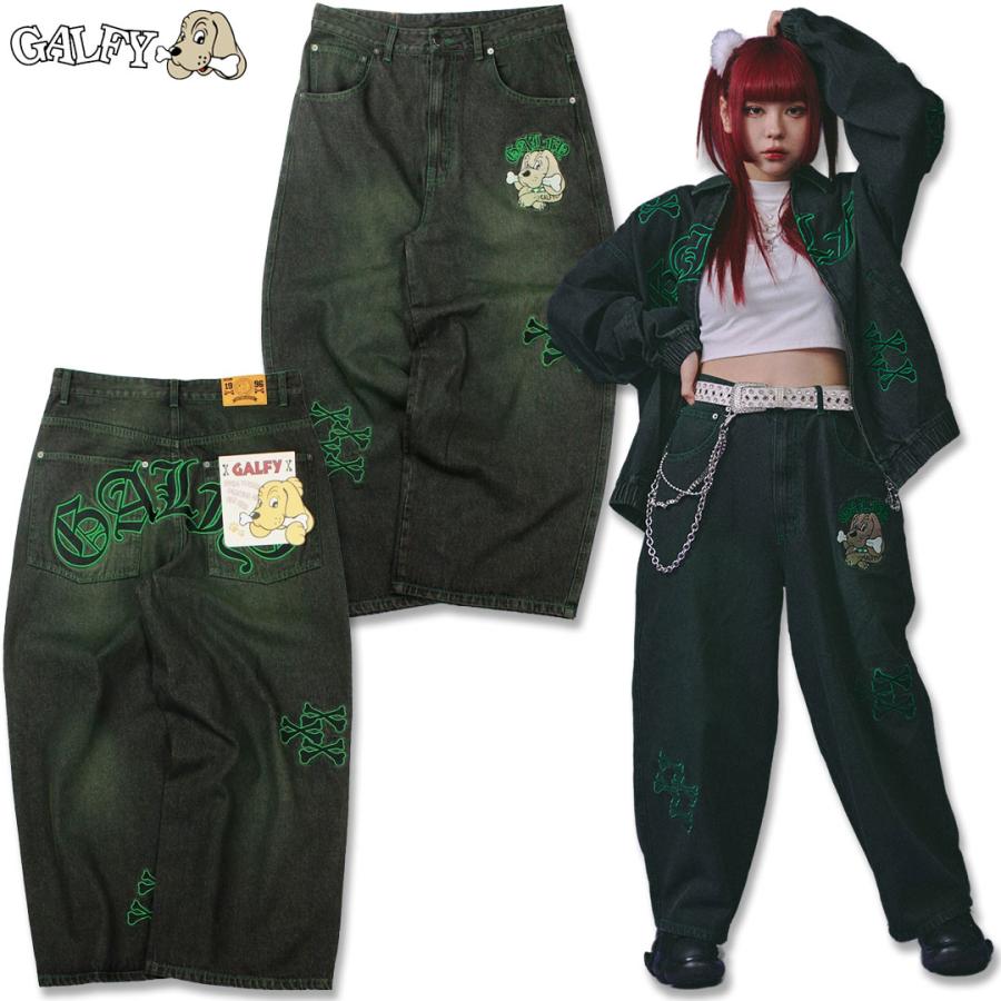 GALFY ガルフィー 骨骨カラーデニムパンツ 144012 Gパン ジーンズ #20 BLACK×WHITE #21 BLACK×GREEN ...