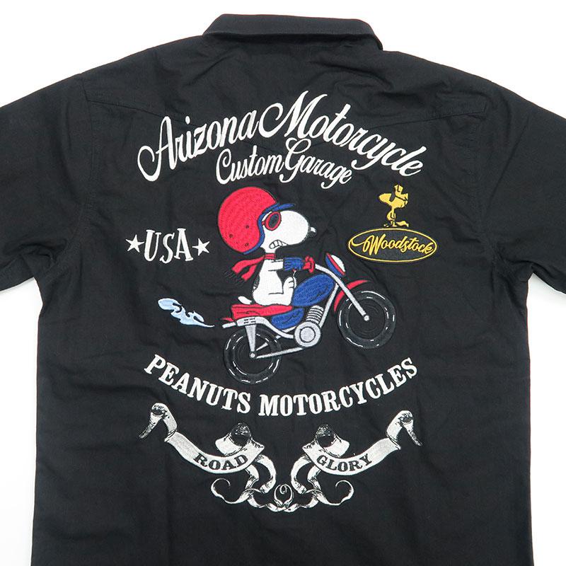 Flag staff フラッグスタッフ スヌーピー 半袖 シャツ 刺繍 SNOOPY PEANUTS 432033 白 10 黒 20 M L XL XXL FlagStaff white ...