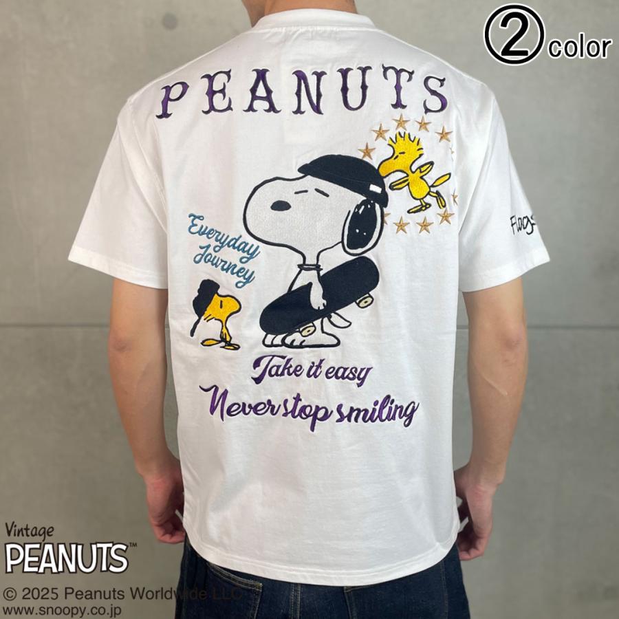Flag staff SNOOPY×Flagstaff Skateboard Tシャツ フラッグスタッフ スヌーピー刺繍 半袖Tシャツ ...