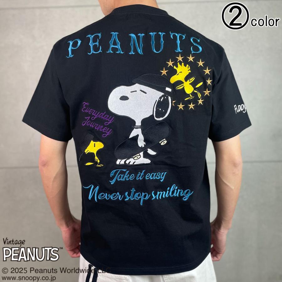 Flag staff SNOOPY×Flagstaff Skateboard Tシャツ フラッグスタッフ スヌーピー刺繍 半袖Tシャツ ...