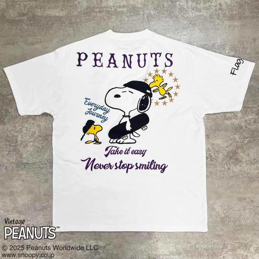 Flag staff SNOOPY×Flagstaff Skateboard Tシャツ フラッグスタッフ スヌーピー刺繍 半袖Tシャツ ...