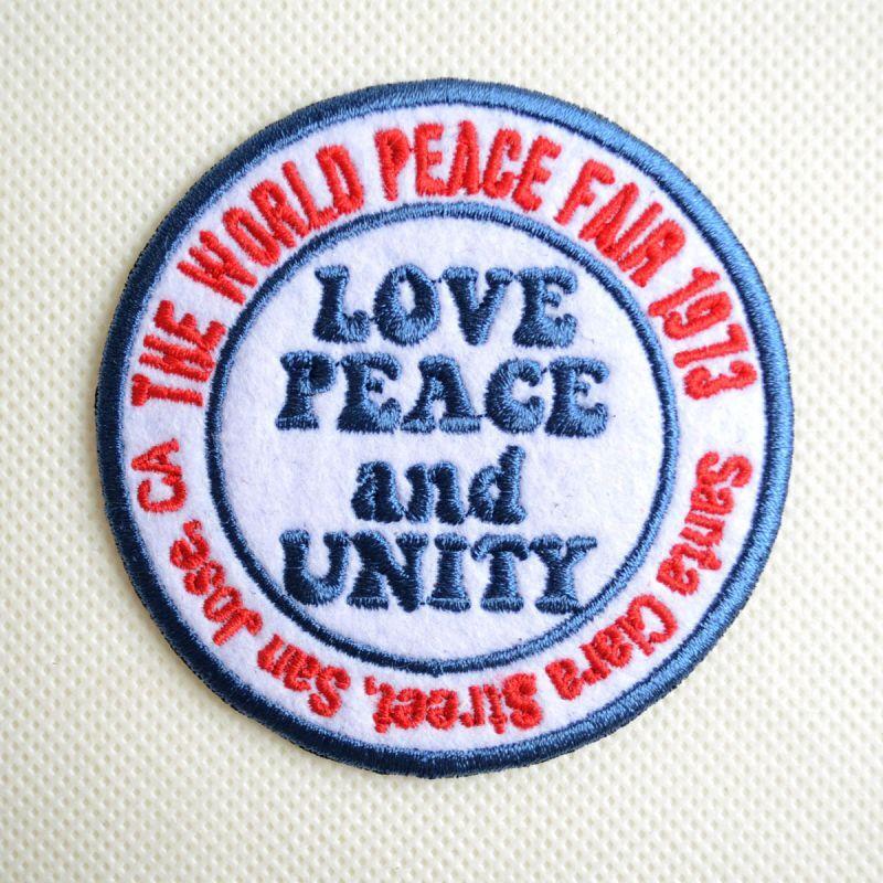 ワッペン アイロン おしゃれ 刺繍 USAアドバタイジングワッペン LOVE PEACE and UNITY ホワイト&ブルー 名前 作り方 ...