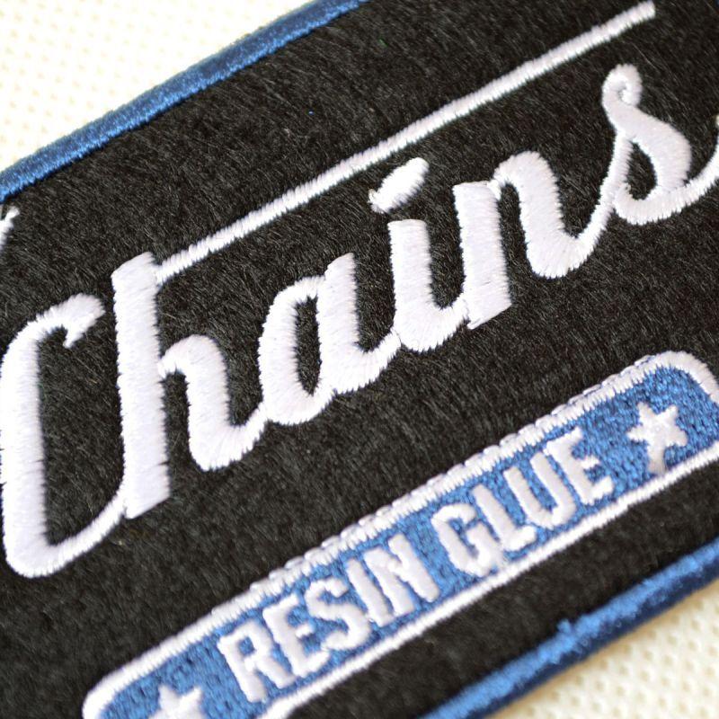 ワッペン アイロン おしゃれ 刺繍 USAアドバタイジングワッペン Chainsブラック&ブルー 名前 作り方 100831-44 ...