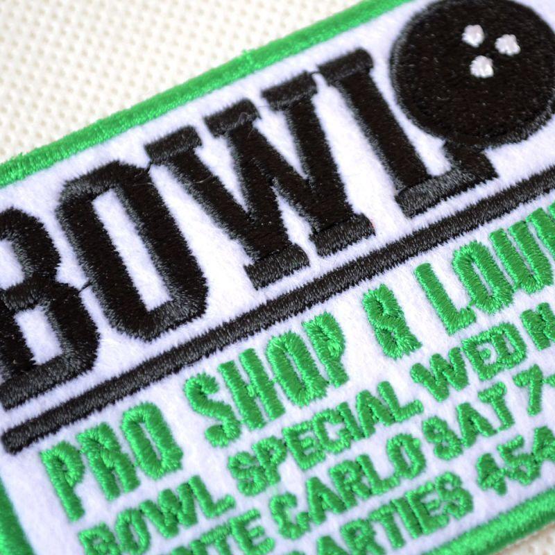 ワッペン アイロン おしゃれ 刺繍 USAアドバタイジングワッペン BOWL ホワイト&グリーン 名前 作り方 100831-50 ...