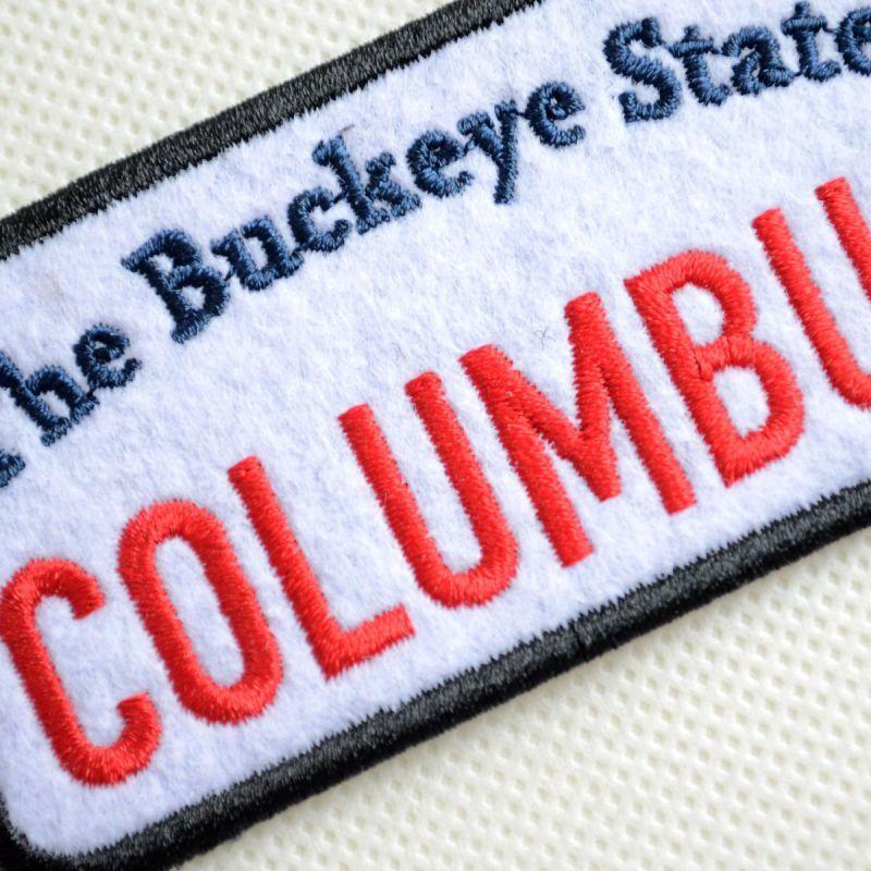 COLUMBUS（コロンブス） ワッペン アイロン おしゃれ 刺繍 USAアドバタイジングワッペン ブラック＆ホワイト 名前 作り方 ...