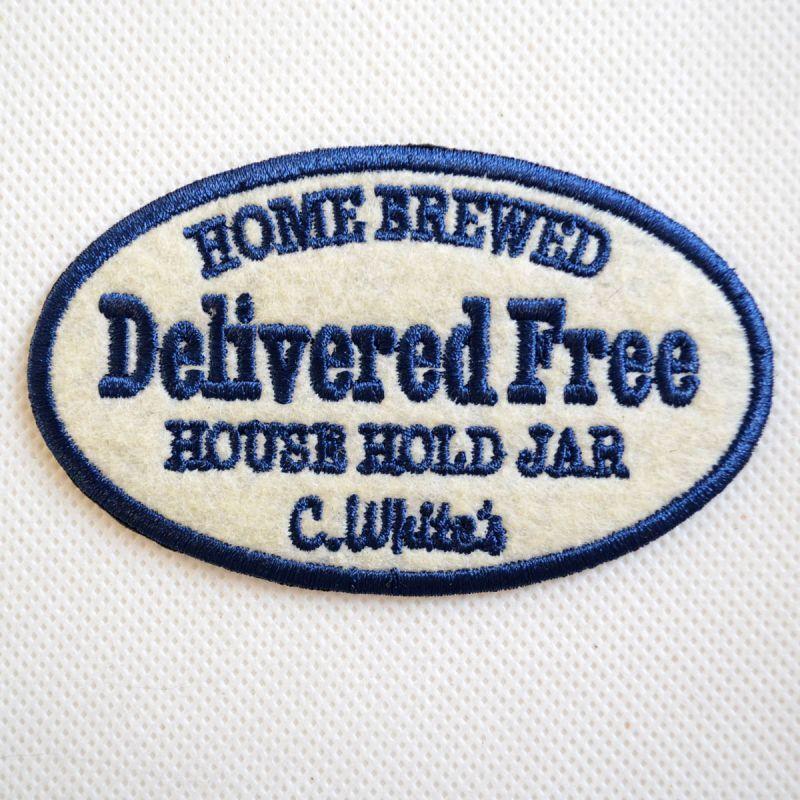 ワッペン アイロン おしゃれ 刺繍 USAアドバタイジングワッペン Delivered Free ホワイト&ブルー 名前 作り方 100831 ...
