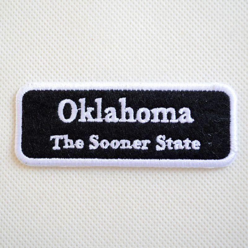 ワッペン アイロン おしゃれ 刺繍 USAアドバタイジングワッペン Oklahoma ブラック＆ホワイト 名前 作り方 100831-61 ...