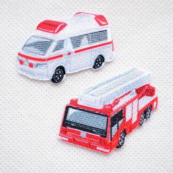 トミカ ワッペン トヨタハイメディック救急車 日野はしご付消防車(モリタ・スーパージャイロラダー)(2枚組) 名前 作り方 TOM650 ...