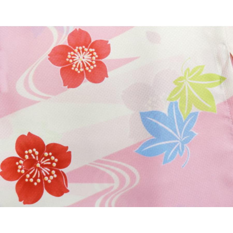着物 洗える 単衣 小紋 と 軽装帯 付け帯 2点セット ピンク薄クリーム
