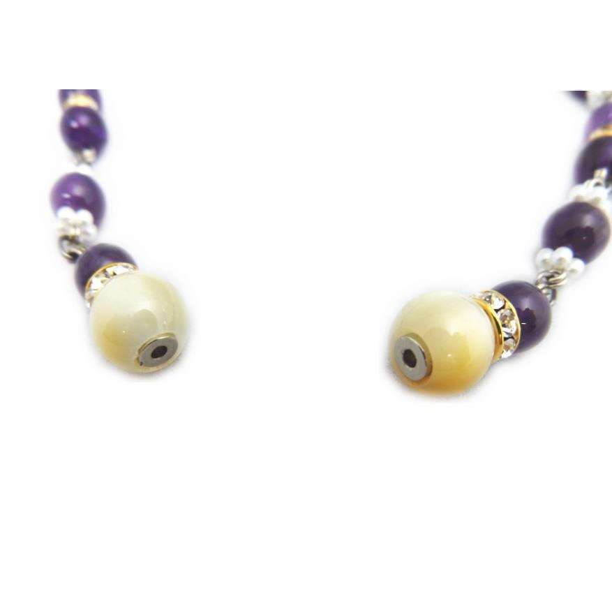 羽織紐 はおりひも 女性用 マグネット ラクト玉 天然石 アメジスト紫色