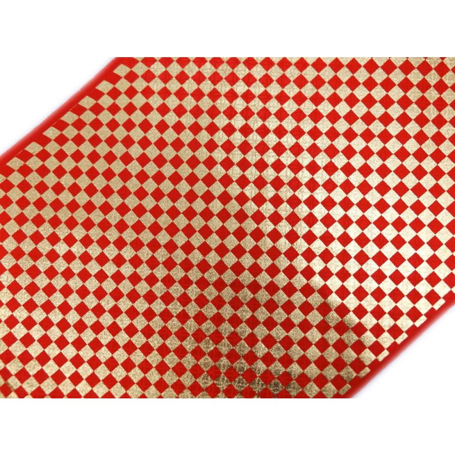 帯揚げ 帯上げ 正絹 市松柄 赤金 日本製 振袖 成人式 着物 : 最新和服