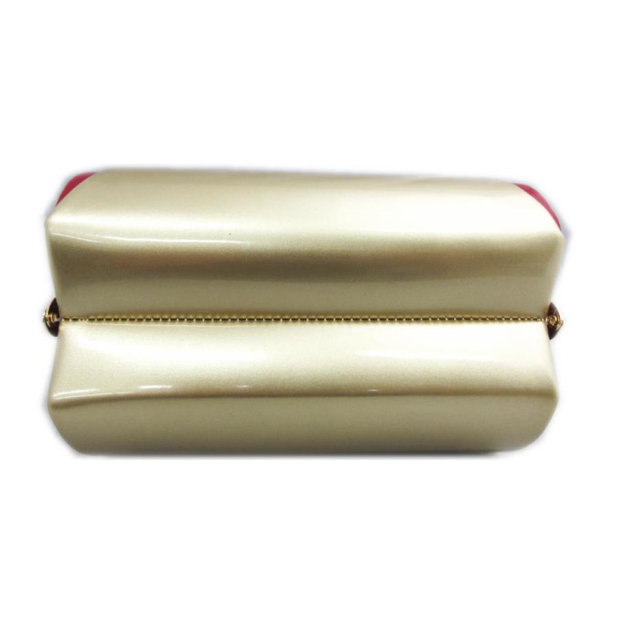 草履バッグセット エナメル 横丸型 金（赤） フリー 日本製 振袖 成人