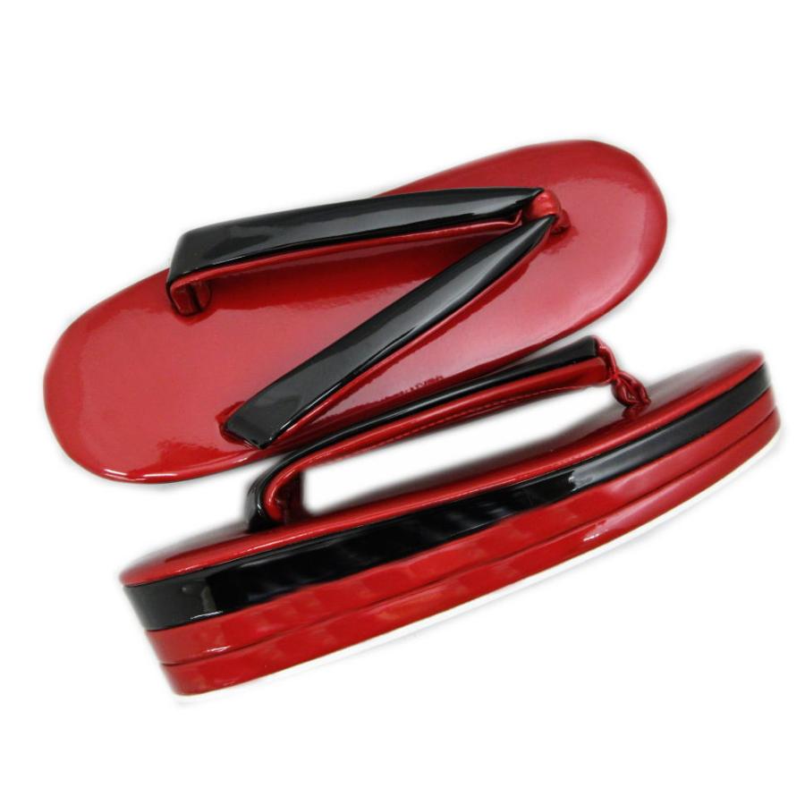 草履バッグセット エナメル 角丸型 濃赤（黒） LL 大きいサイズ 振袖