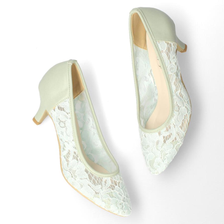 Parade パンプス 6センチヒール アーモンドトゥ レース チュールパンプス カジュアル 二次会 パーティ 991111 靴 レディース ...