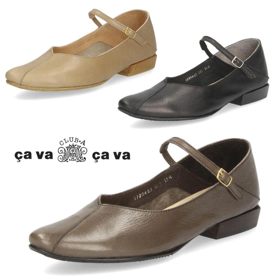cava パンプス 黒 ローヒール ストラップ 靴 レディース ストラップシューズ 本革 サヴァサヴァ 3720483 ブラック グレー グレージュ 滑りにくい 撥水 cavacava ...
