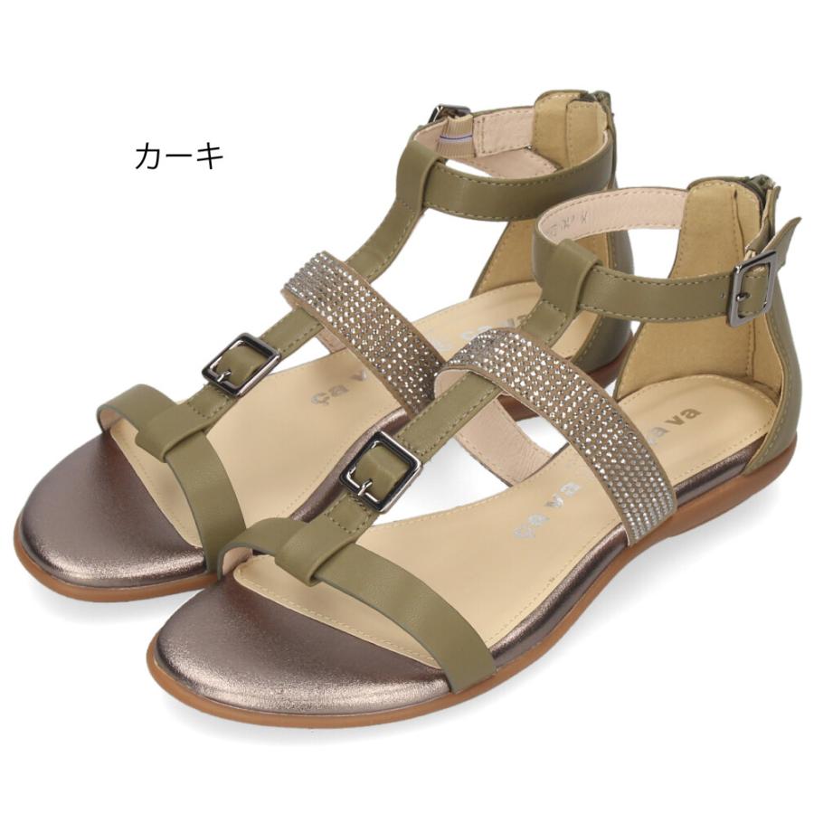cava サンダル レディース ぺたんこ 靴 フラットヒール 歩きやすい ストラップサンダル 黒 サヴァサヴァ 7420175 ブラック ベージュ カーキ 本革 cavacava ...