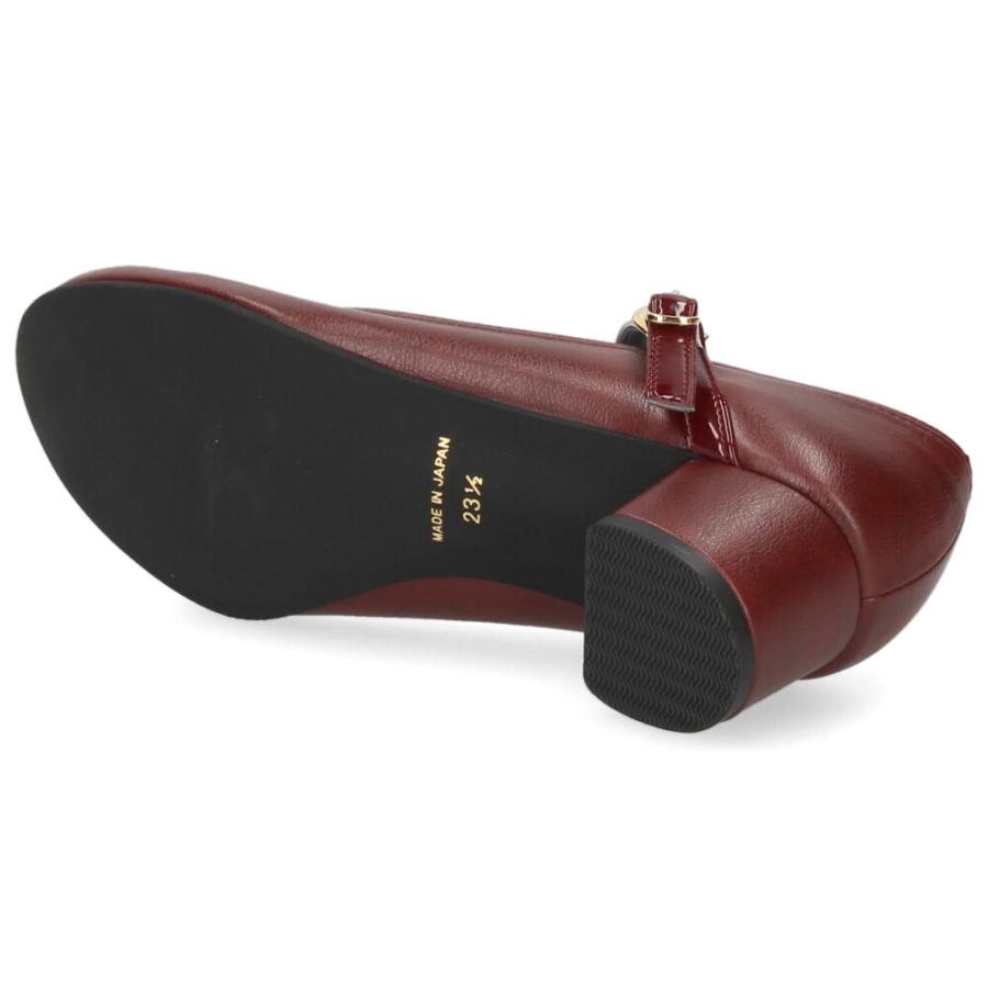 パンプス ヒール レディース 日本製 ストラップ ラウンドトゥ 黒