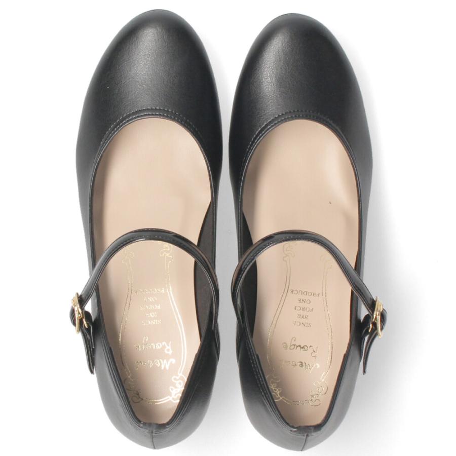 パンプス ヒール レディース 日本製 ストラップ ラウンドトゥ 黒