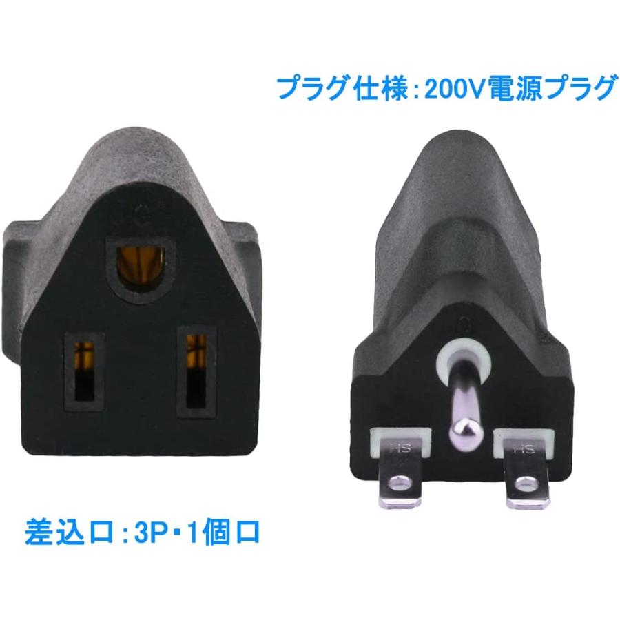 100V変換プラグ、15A 日本仕様200Vプラグ変換100V電源プラグ 100V コンセント変換アダプター/ NEMA 6-15〜5-15 ...