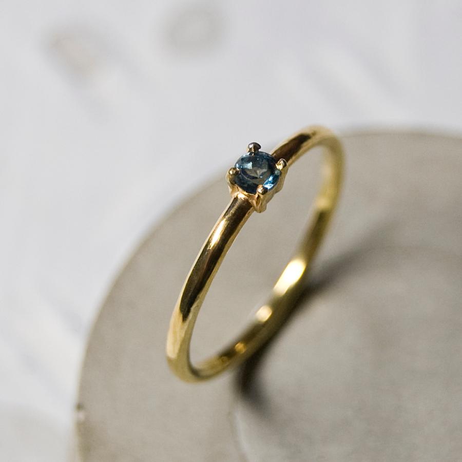 ロンドンブルートパーズ ラウンド3mm K18GPプレーンリング 1.5mm幅 鏡面 3号〜21号｜W.K.W. K18GP LONDON BLUE TOPAZ RD3mm PLANE ...