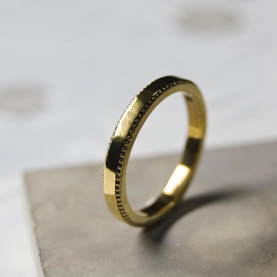 K18GPゴールドミルグレインフラットリング 2.4mm幅 鏡面 3号〜23号｜W.K.W. K18GP MILGRAIN FLAT RING 2.4 sv mirror｜FA-653 ...