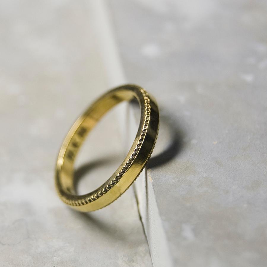 K18GPゴールドミルグレインフラットリング 2.4mm幅 鏡面 3号〜23号｜W.K.W. K18GP MILGRAIN FLAT RING 2.4 sv mirror｜FA-653 ...