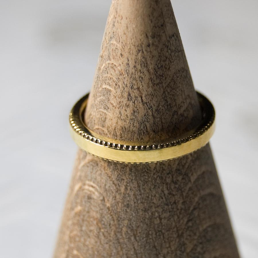 K18GPゴールドミルグレインフラットリング 2.4mm幅 鏡面 3号〜23号｜W.K.W. K18GP MILGRAIN FLAT RING 2.4 sv mirror｜FA-653 ...