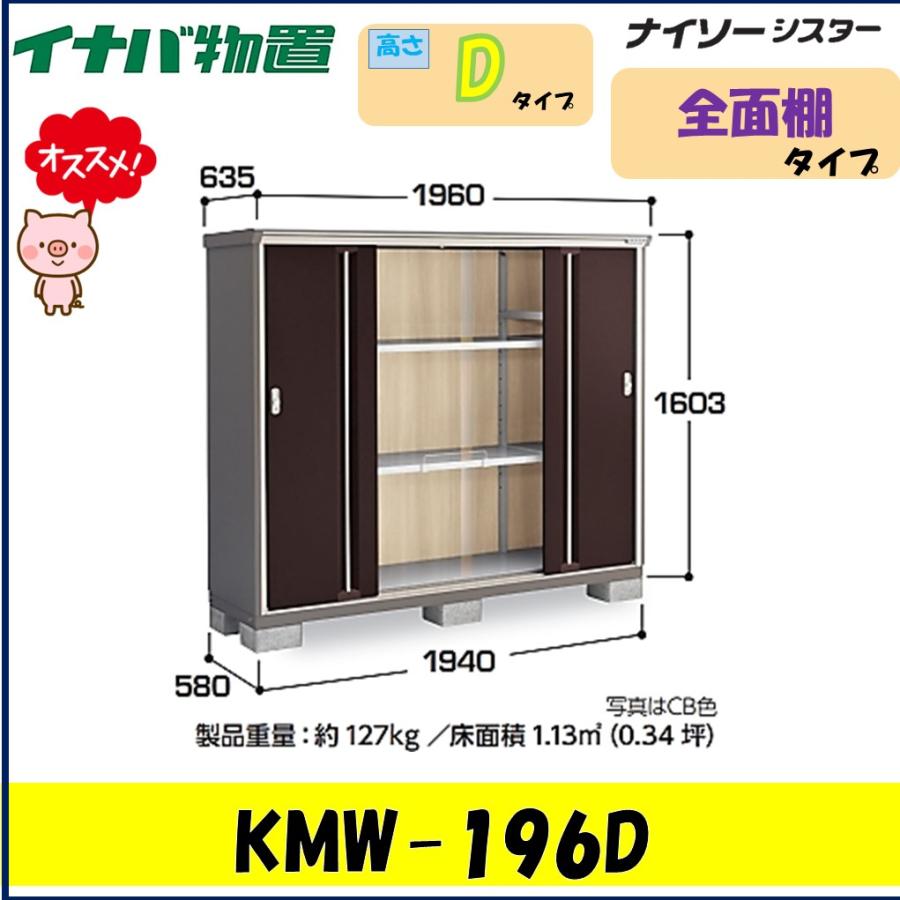 ナイソー イナバ物置 ナイソーシスタ― 二重構造収納庫 KMW-196D 全面棚タイプ ※東海地区(岐阜県・愛知県・三重県(一部地域を除く））限定販売※ : only one shop ...