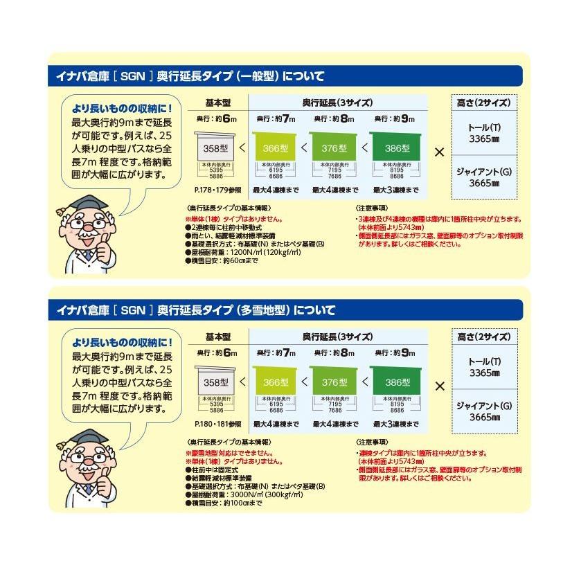 イナバ物置 イナバ倉庫・ガレージ SGN-358MP-2 2棟タイプ 一般型 奥行5886mm(内部奥行5395mm) ミディアム※東海地区(岐阜県・愛知県・三重県（一部地域を除く）)限定 ...