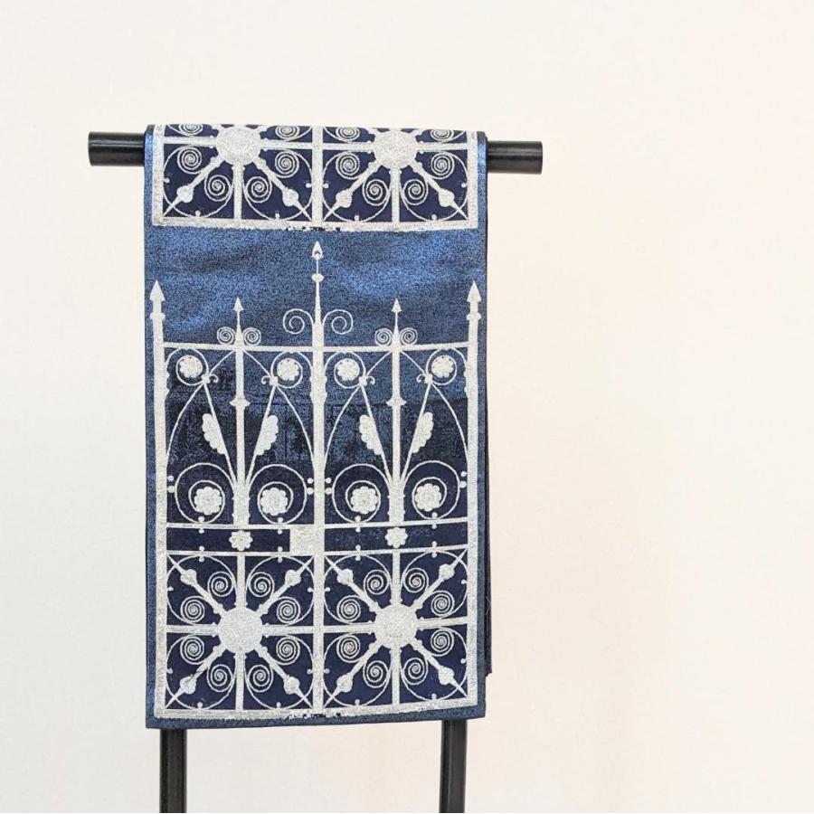 【新品・仕立て上がり】正絹 袋帯 カジュアル モダン 青 ネイビー b76 : 和装 綾 - 通販 - Yahoo!ショッピング