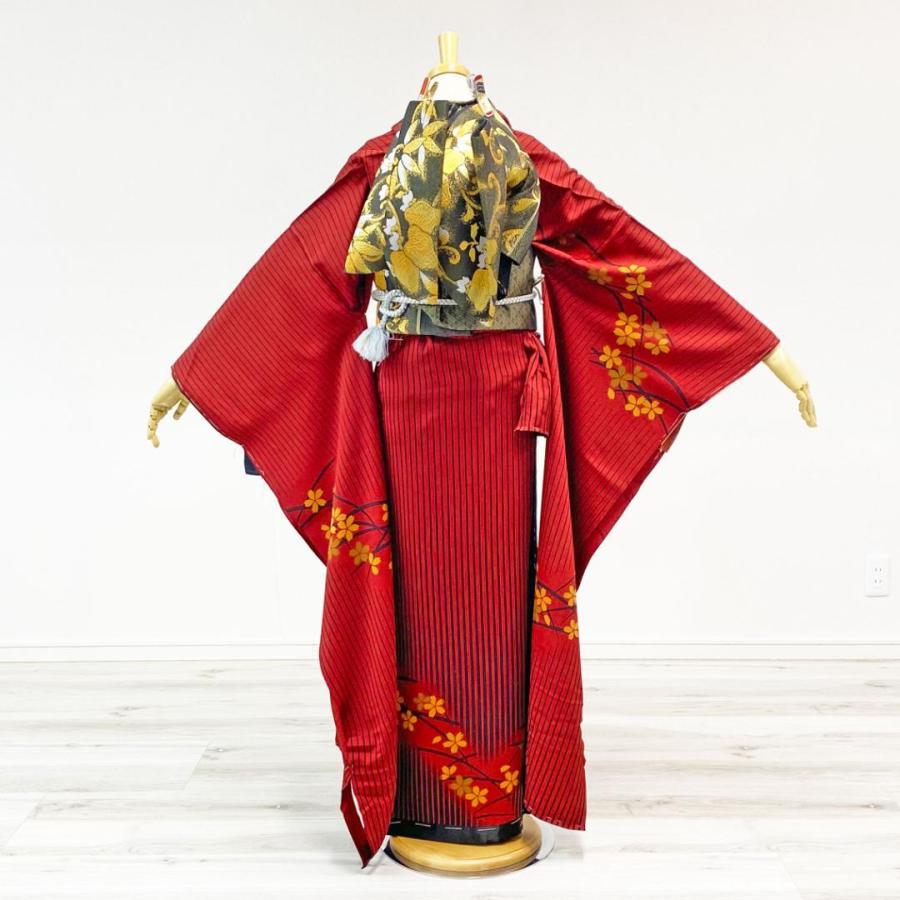 【新品・一式セット】振袖 未使用 赤 桜 ストライプ 成人式 F26 :F26:和装 綾 - 通販 - Yahoo!ショッピング