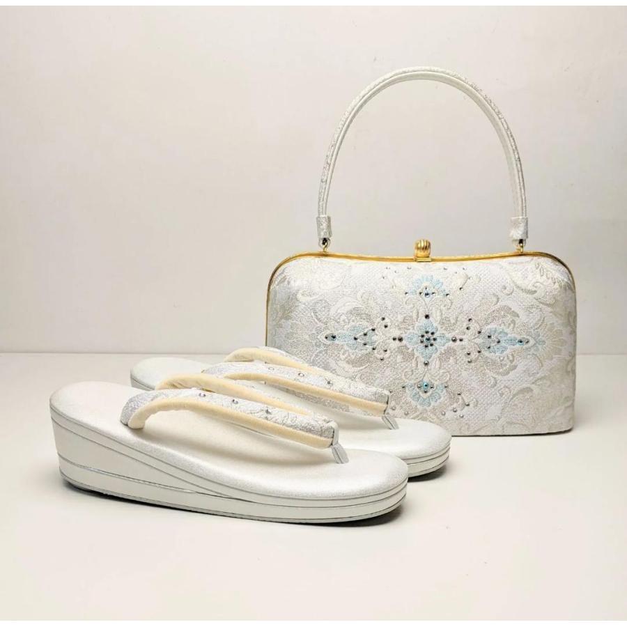 紗織 ブランド 草履 バッグ セット シルバー M/Lサイズ u57 : 和装 綾 - 通販 - Yahoo!ショッピング