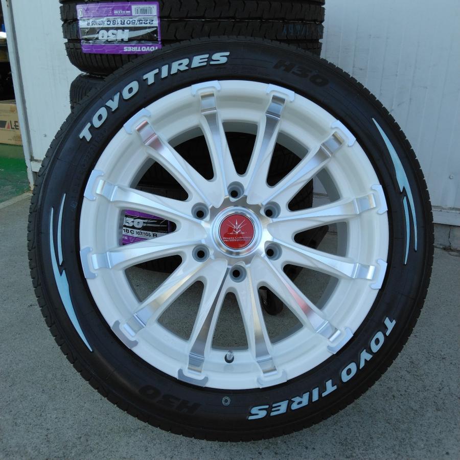 200系ハイエース タイヤホイールセット New TOYO H30 225/50R18 ホワイトレター 18インチ BD12 新品 4本セット ...