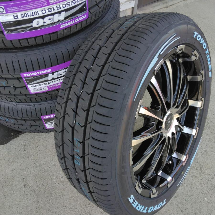 200系ハイエース タイヤホイールセット New TOYO H30 225/50R18 ホワイトレター 18インチ BD12 新品 4本セット ...